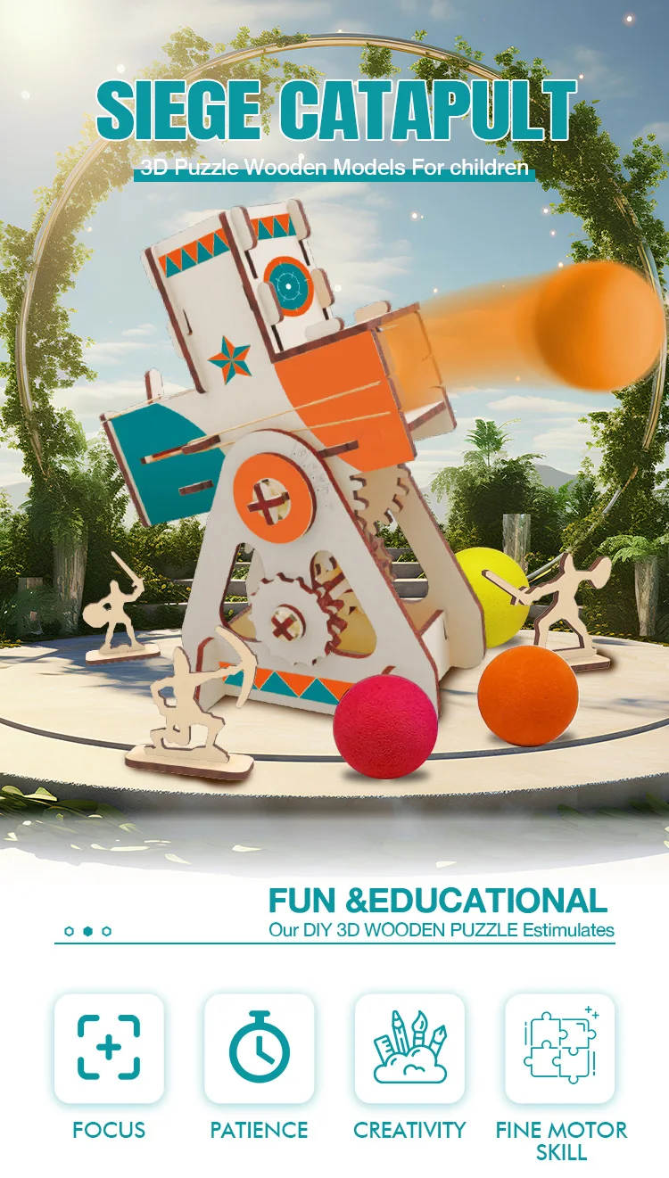 Steam Educational Assembly Capacity Siege Catapult 3d Puzzle Wooden ...