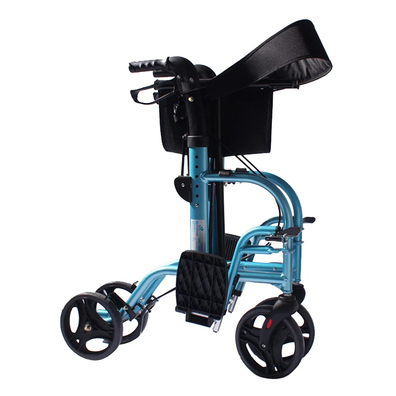 Rehabilitation Aid Walking Rollator Walker Folding Aluminum with Seat ...