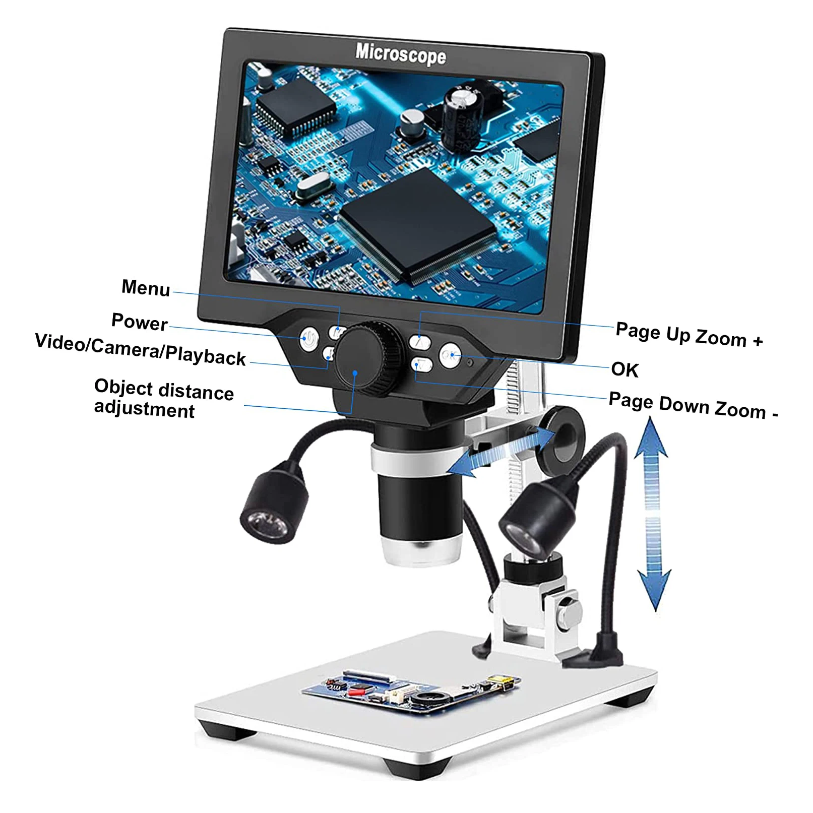 12MP Digital Microscope with 7" LCD, 32GB Storage