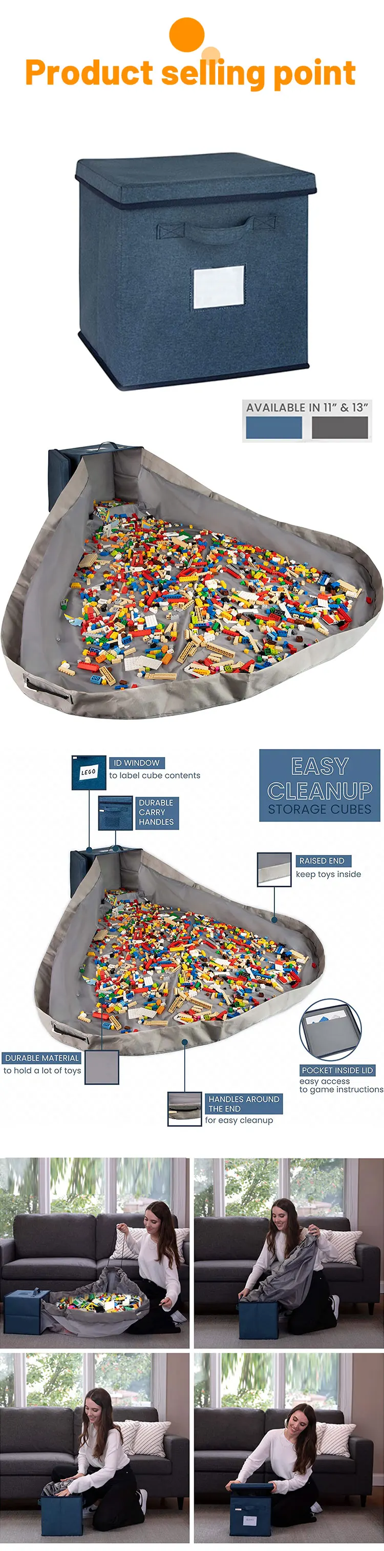 Foldable Toy Storage Baskets with Play Mats - High Capacity