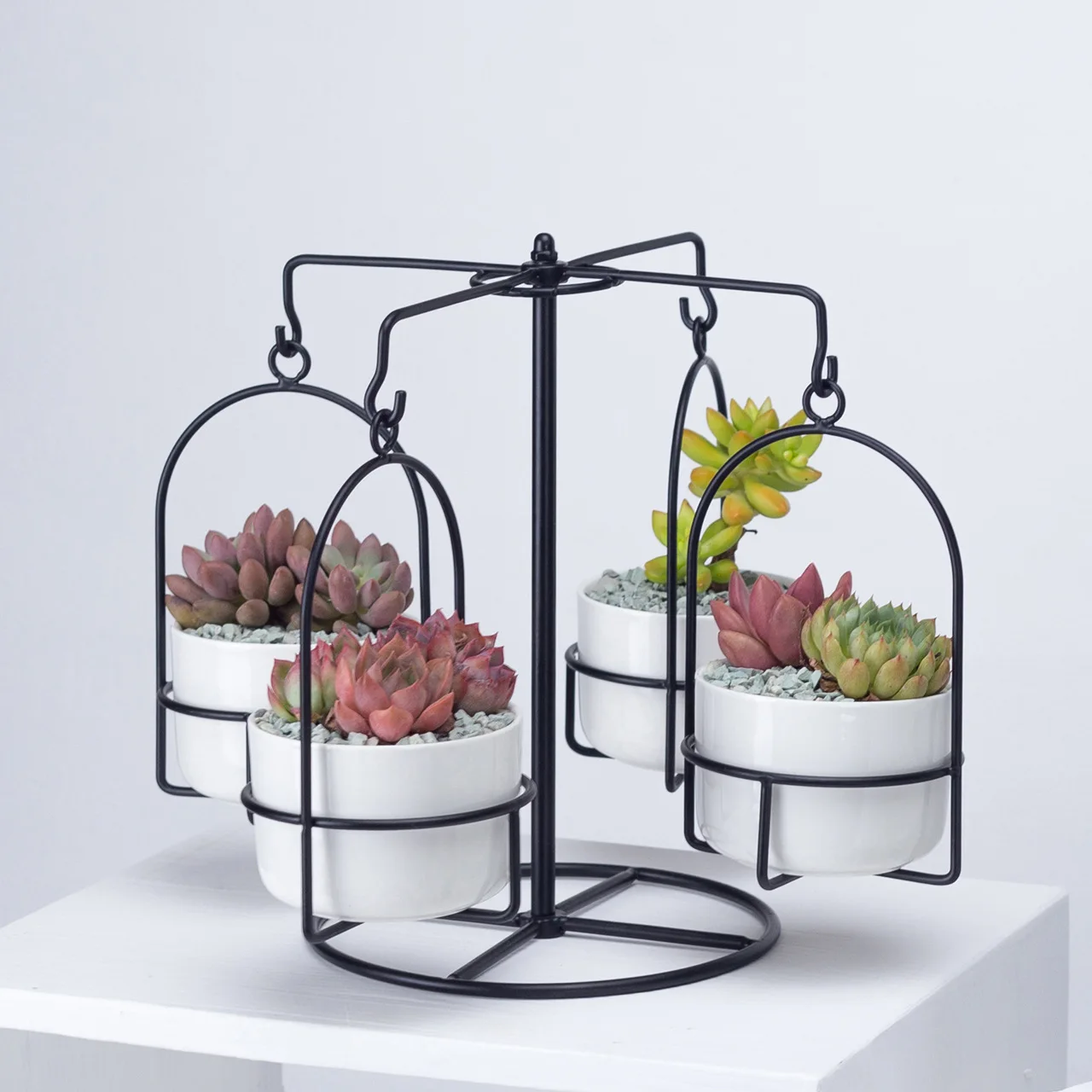 6a53 Creative Carousel Hanging Round Ceramic Succulent Flower Pot ...