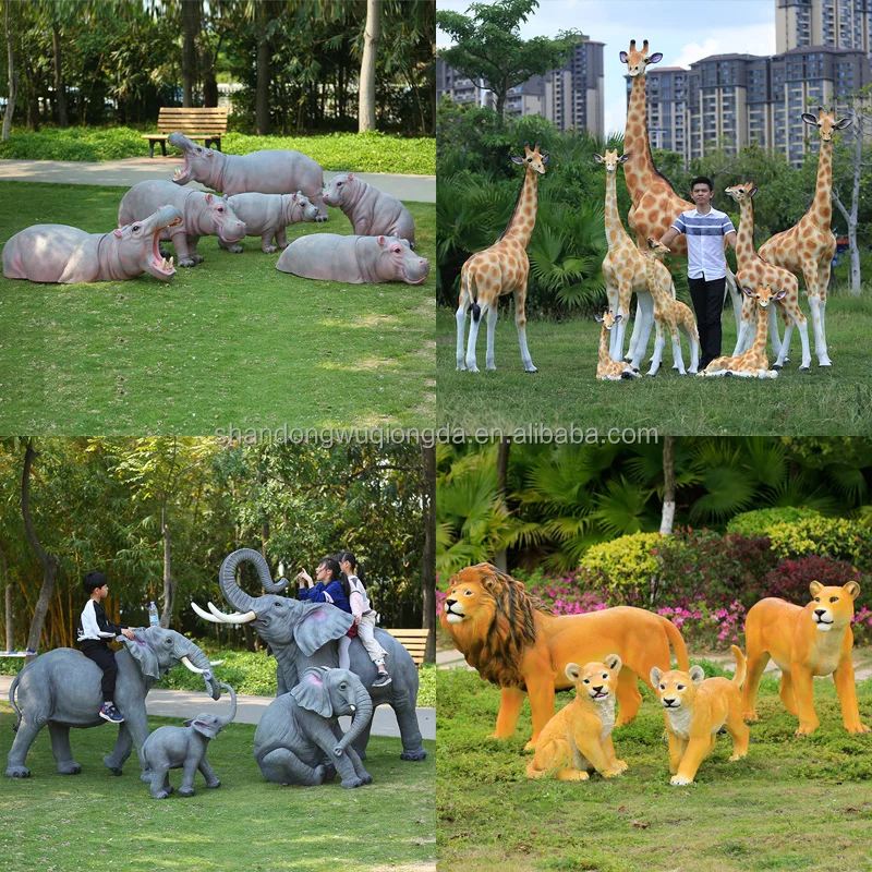 Outdoor Garden Life Size Fiberglass Jungle Safari Animal Props For ...