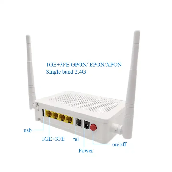High quality XPON GPON router F663nv3a ONU 1GE+3FE+1POTS+1USB 5dbi WIFI with English Firmware ...