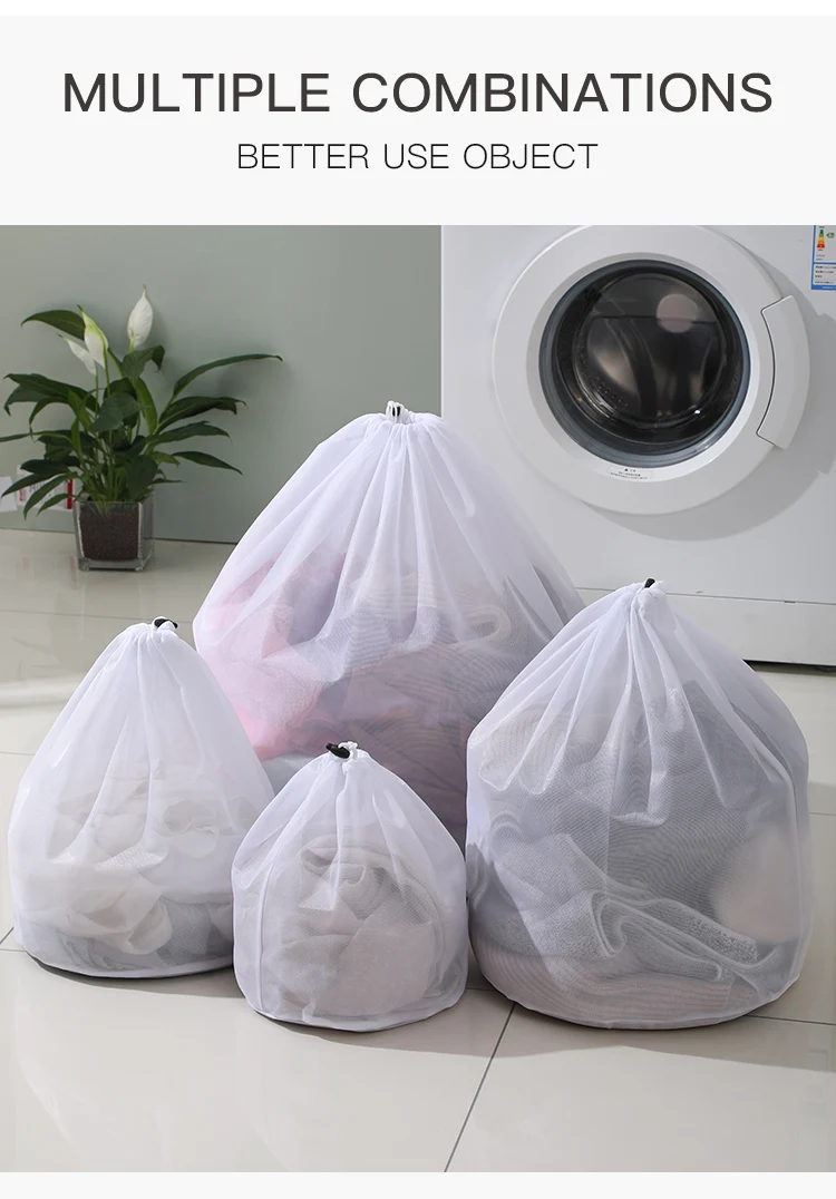 Foldable Nylon Mesh Laundry Bag & Reusable Travel Wash Bag