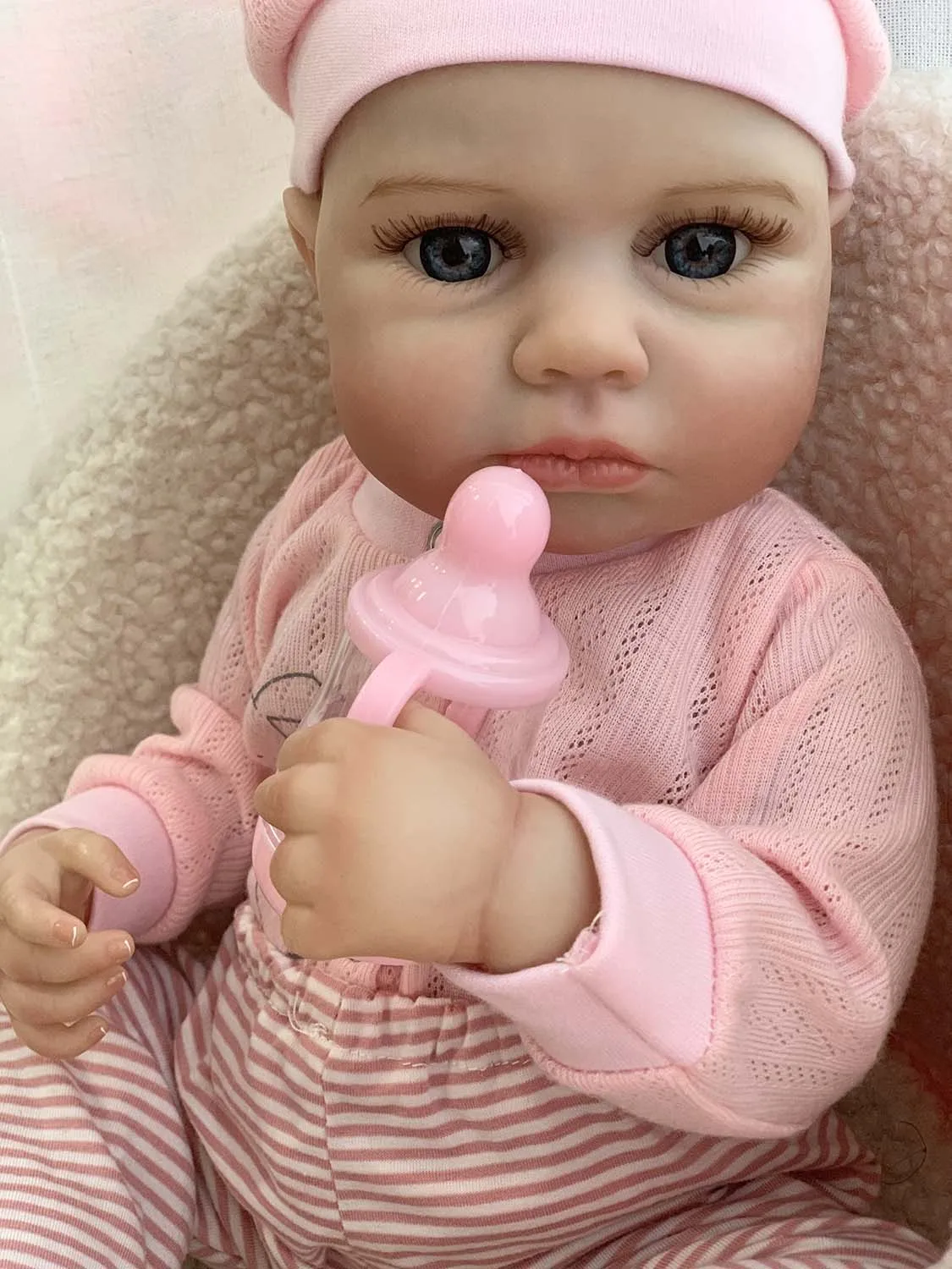 R&B 48cm Realistic Smiling Awake Reborn Toddler Girls Boneco