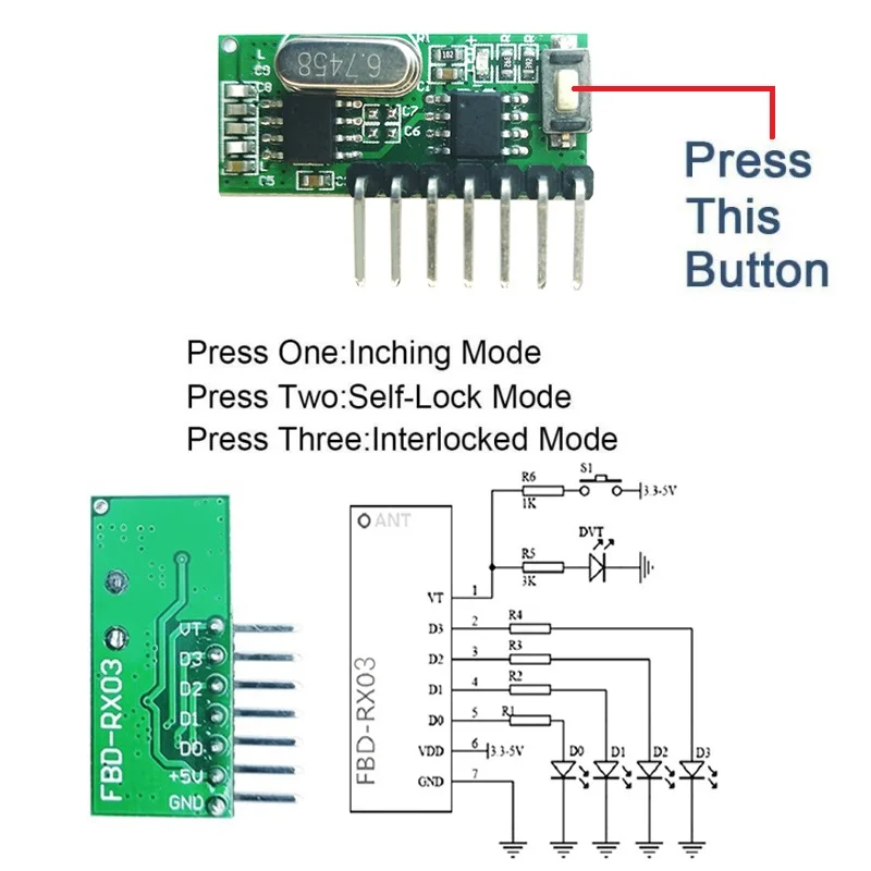 Learning Code Receiver Module 433Mhz Rf Module 433Mhz Mini Rf ...