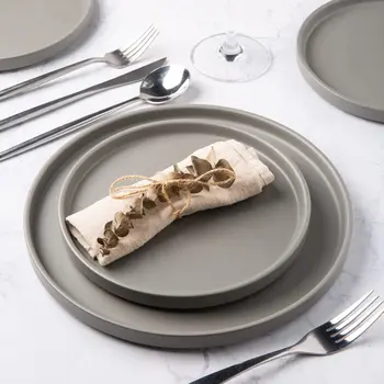 Eka Custom Nordic Stoneware Dinnerware Matte Grey 10 Inch Ceramic Plate ...