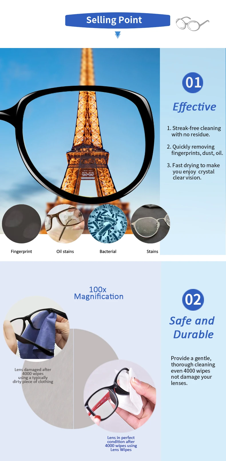 Lookon Custom Logo High Quality Glasses Cleaner Microfiber Glasses 