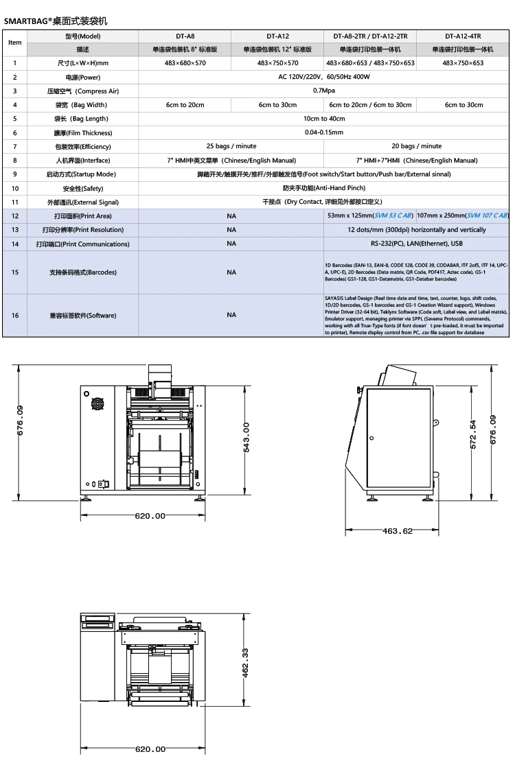 Multifunctional Tabletop Bagging Machine Pre-opened Roll Bag Bagging ...