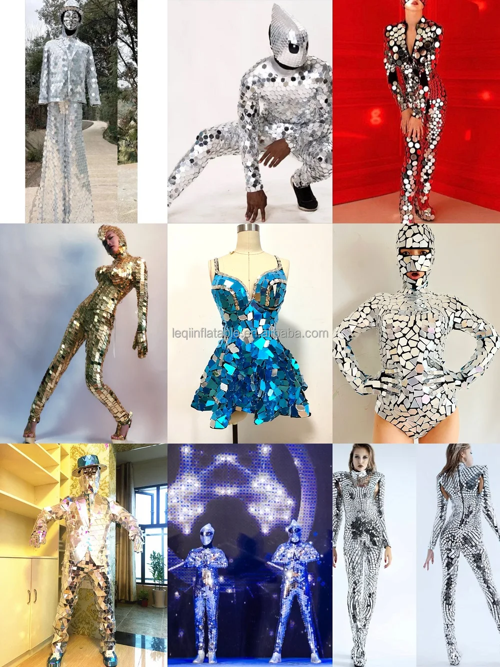 Women's Silver Golden Mirror Jumpsuit for Stage Performance