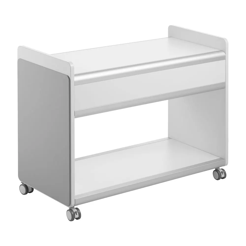 Office Mobile Storage Cart Metal White Utility Organization Cabinet ...
