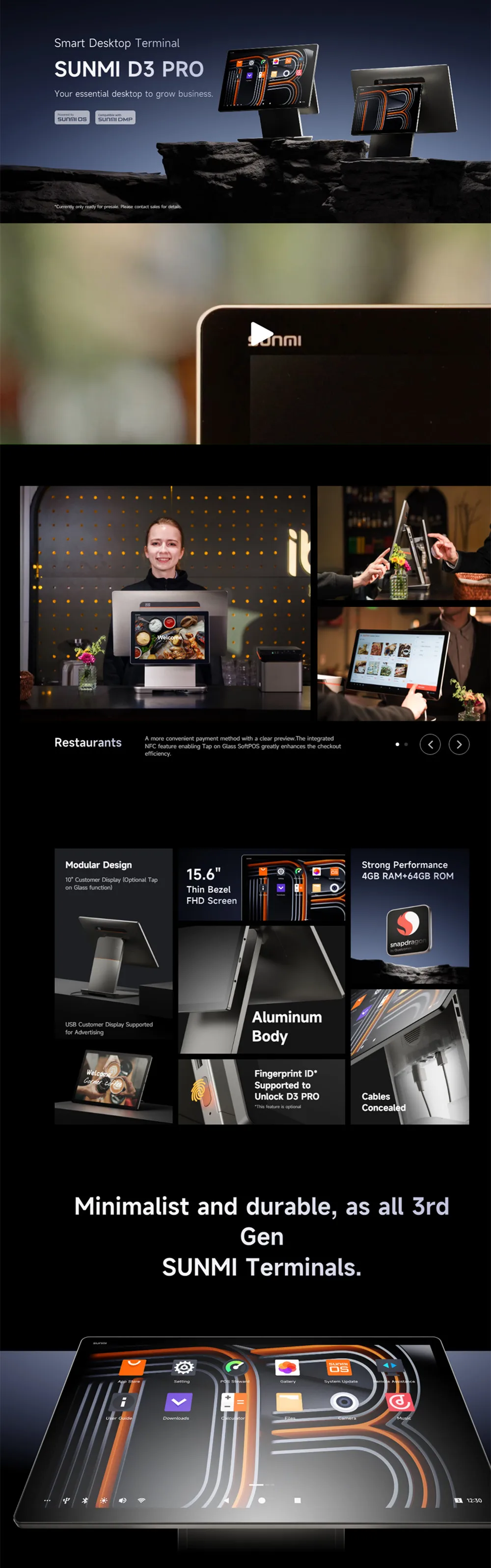 SUNMI D3 PRO Android POS Machine - Efficient Point of Sale