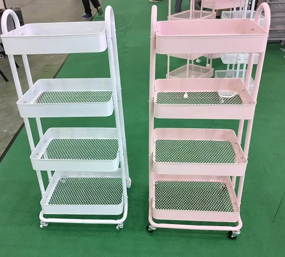4-Tier Metal Rolling Hand Cart Easy Assembly Storage Trolley Rack for ...