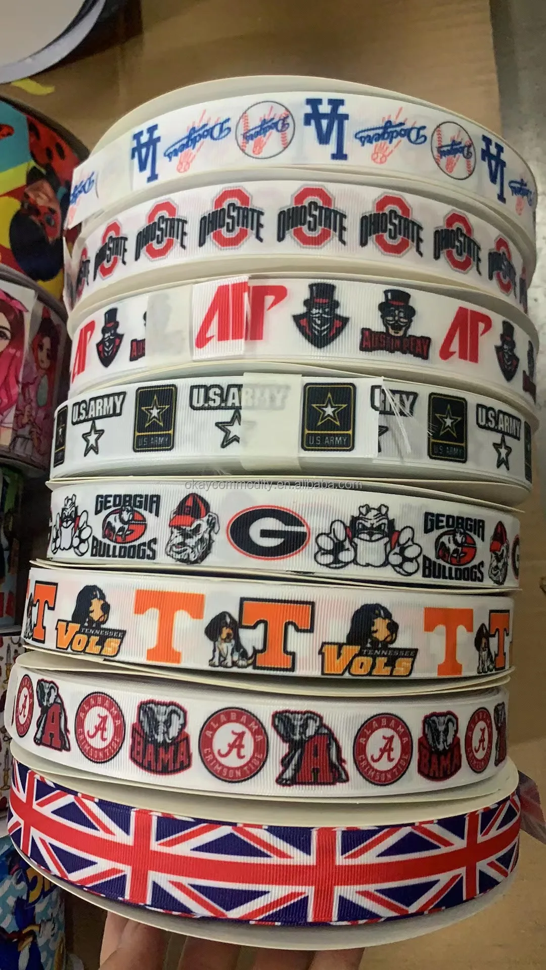 Okay Custom 1.5" Cowboys Blue Football Sports Team Printed Grosgrain ...