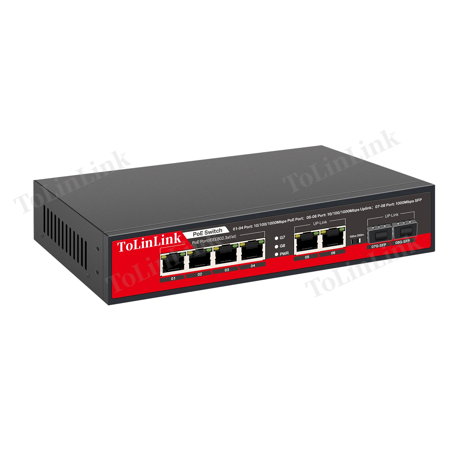 Tolinlink Network Switch Poe 4 10/100/1000m Poe Ports+2ge Rj45 Uplink+2 ...