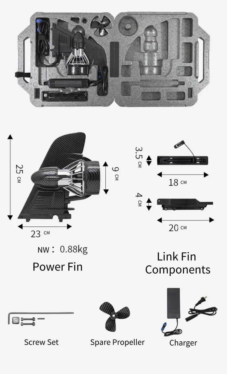 High Power Fin Motor for SUP - 3-6KM/H Speed & IP57 Waterproof
