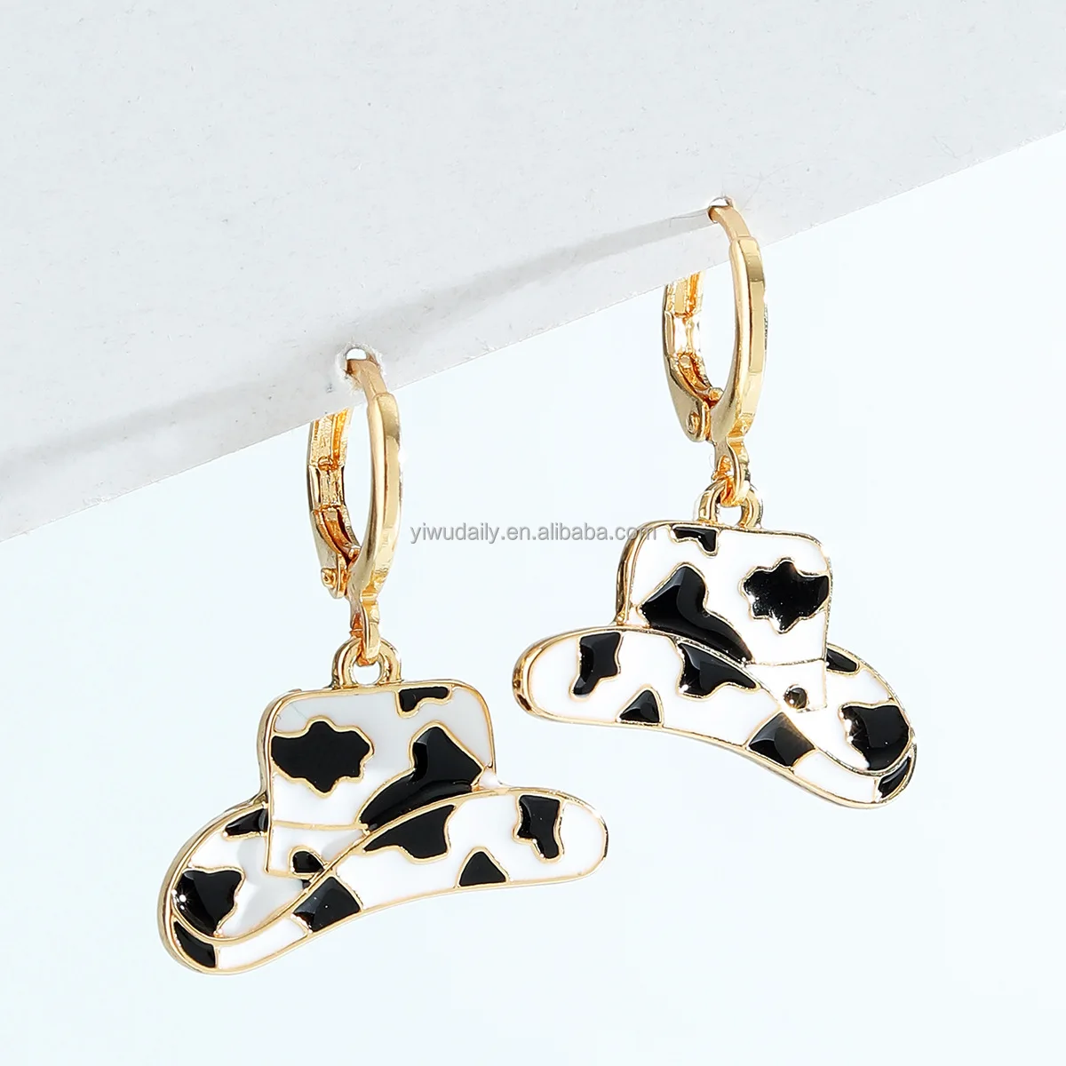 Fashion Jewelry Statement Earrings Stainless Steel Black White Cow ...