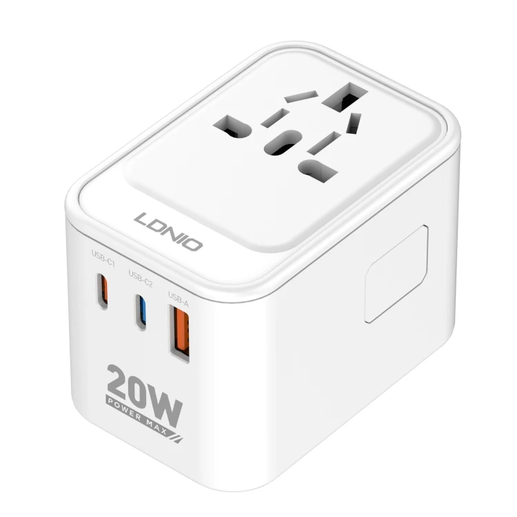 LDNIO Z8 20W PD Quick Charger Universal World Plug 3 USB Internationale ...