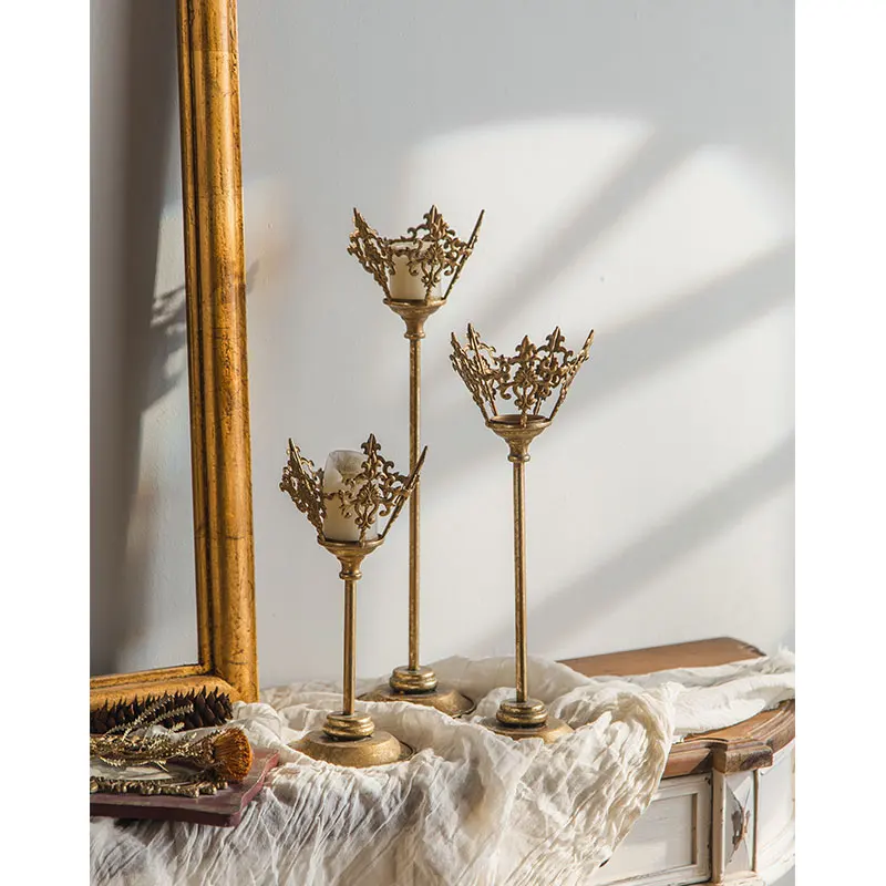 French Iron Candlestick Creative Decoration Nordic Retro High Foot ...