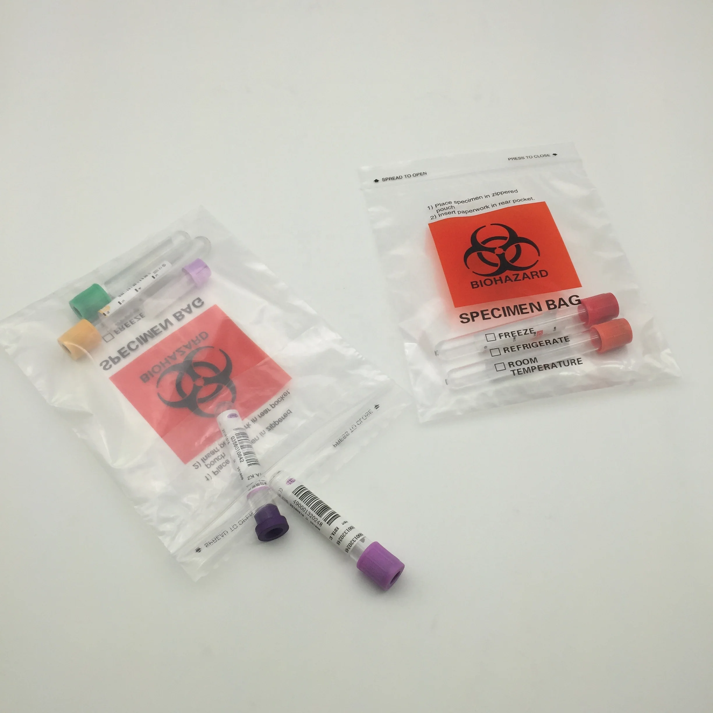 LDPE Biohazard Specimen Ziplock Bags for Hospital Blood Collection Tube ...