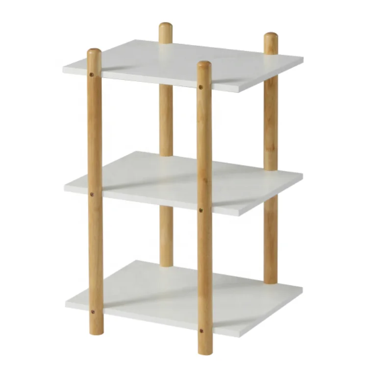 3 Tier Shelf Units White MDF High Gloss Solid wood Books Storage ...