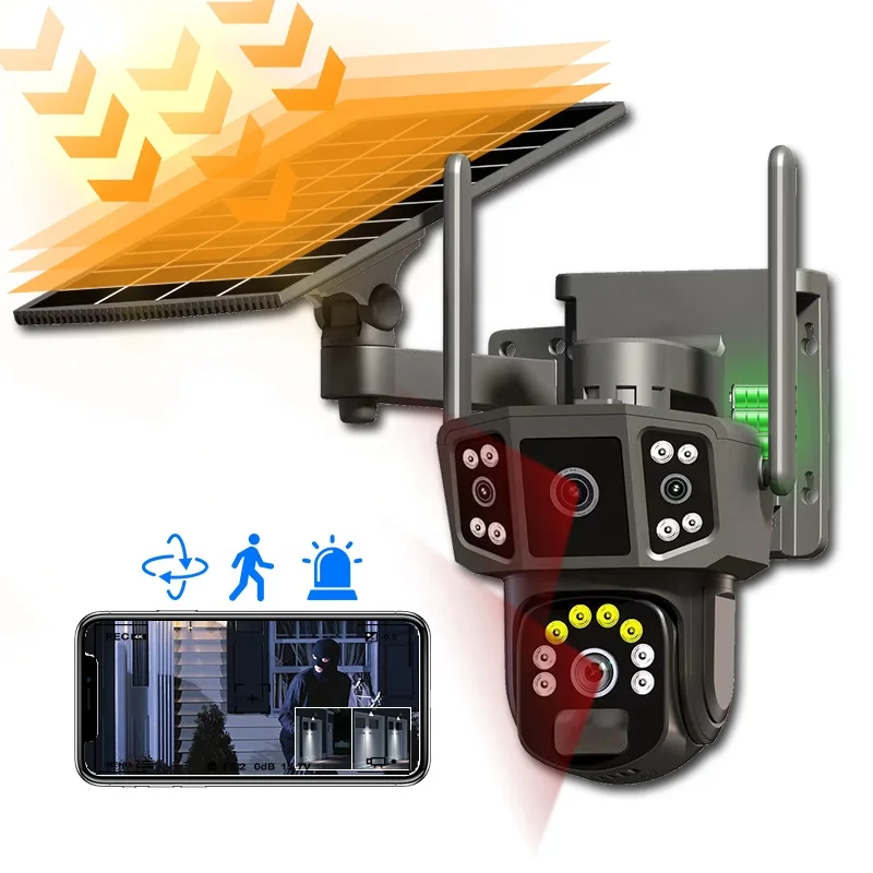 New V380 Pro 4k Solar Camera 4g Lte Signal Pir + Radar Dual Induction ...