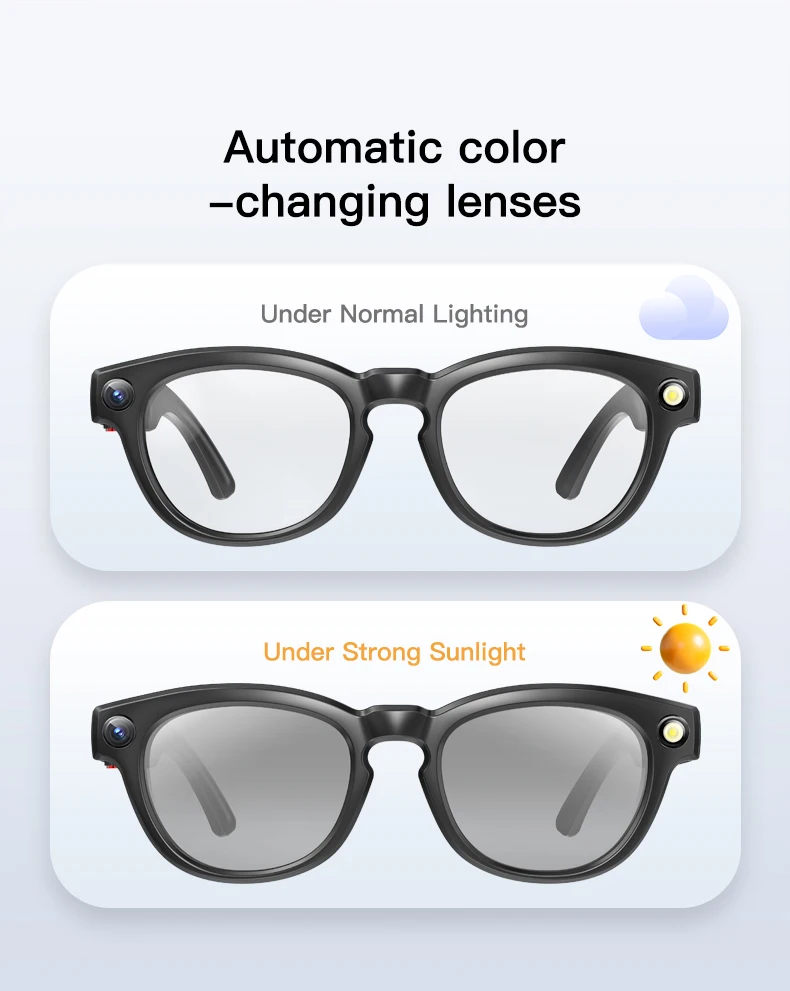 2025 Q8 Automatic Color-changing Lenses Smart Glasses Video Recording ...