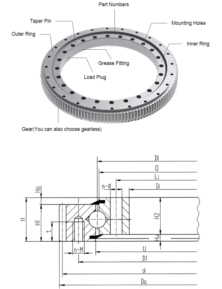 Rotary Table Bearings For High Precision External Gear Cranes Bearing ...