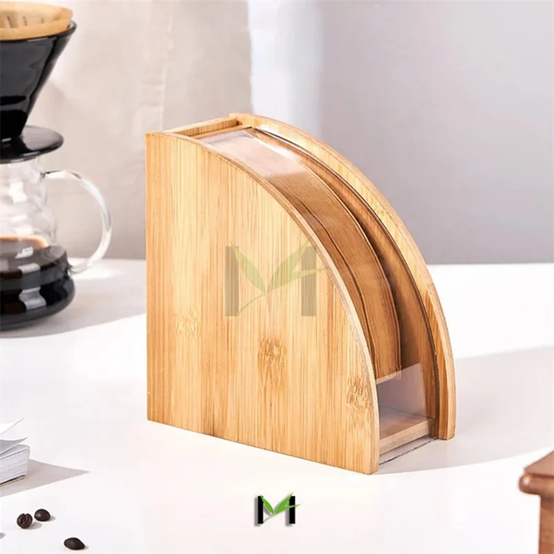 Bamboo Coffee Filter Box With Pvc Coffee Filter Holder Coffee Paper ...