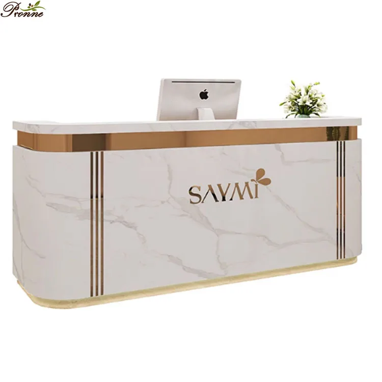Modern marble white&gold office counter hotel front cashier counter ...