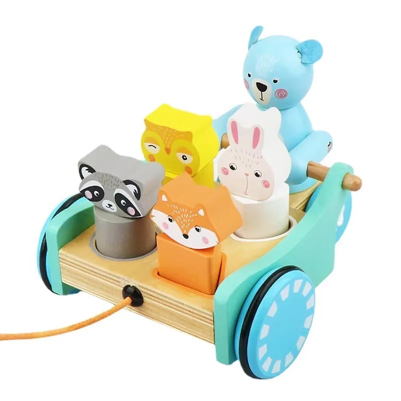 Kids Animal drag car baby traction pull line rope children's early ...