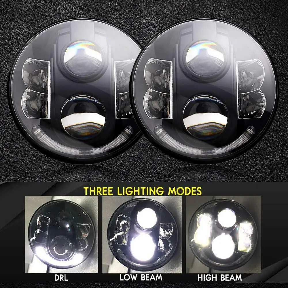 H4 Headlights Angel Eyes Turn Signa Light 7inch Auto Headlight For Lada ...