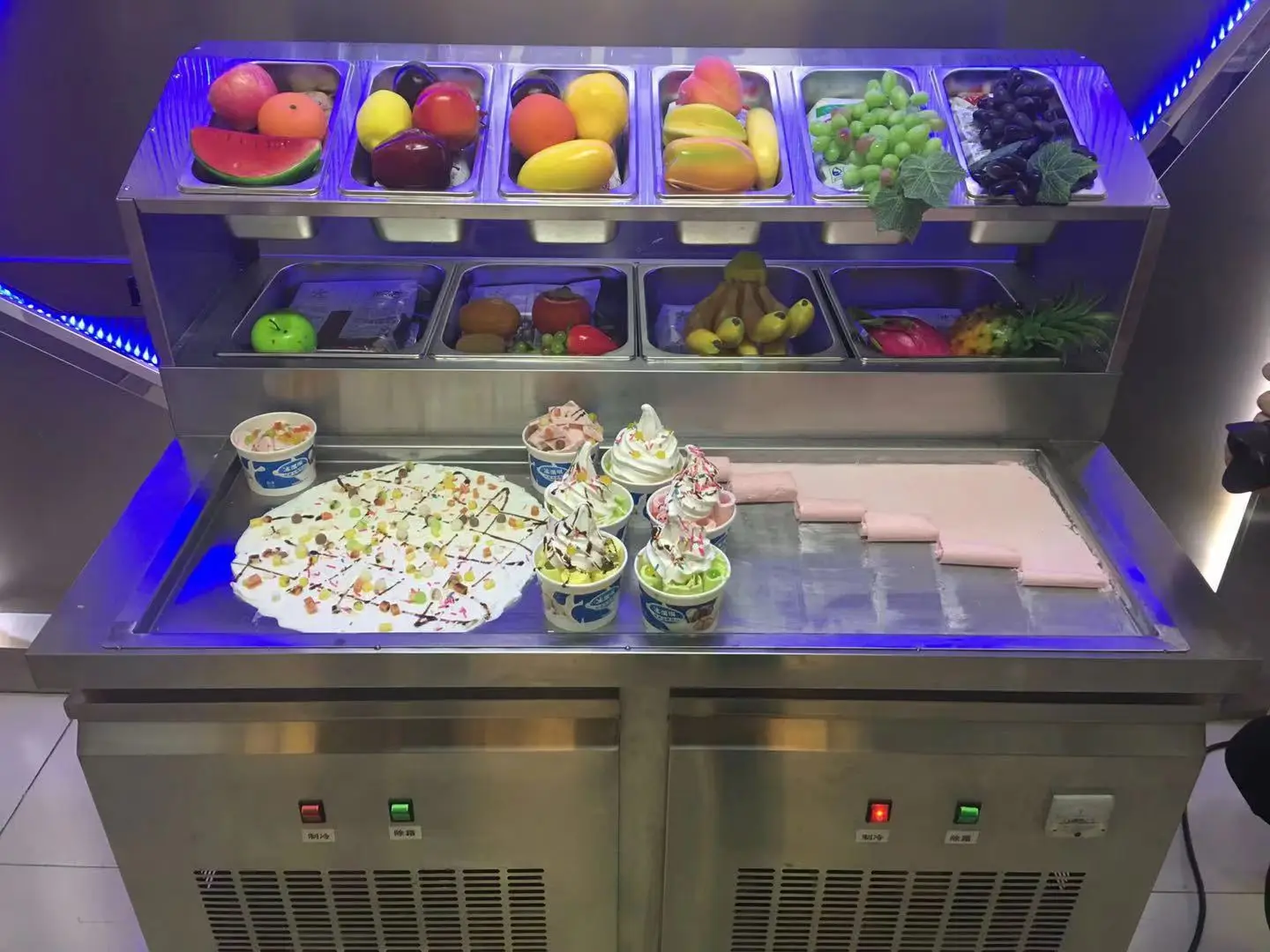 Commercial Single Pot Frozen Fresh Fruit Yogurt Fryer Ice Cream Roll ...