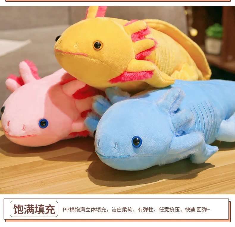 4 Color Cute Axolotl Stuffed Plush Toy Real Life Simulation Ambystoma ...