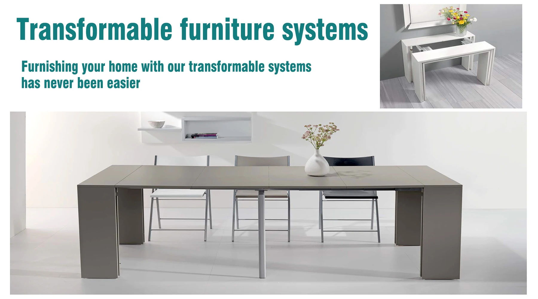 Aluminium Alloy Extendable Dining Table Hardware Rails