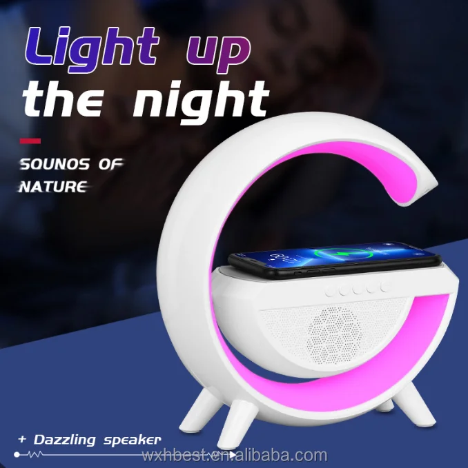 Big G Fm Radio Bt 15w Faster Charger 7 Color Rgb Light 5 In 1 Wireless Charger Hm-2301 Led Lamp ...