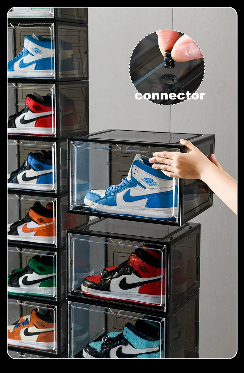 Sneaker Display Box Magnet Clear Door Acrylic Shoe Storage Box Plastic ...