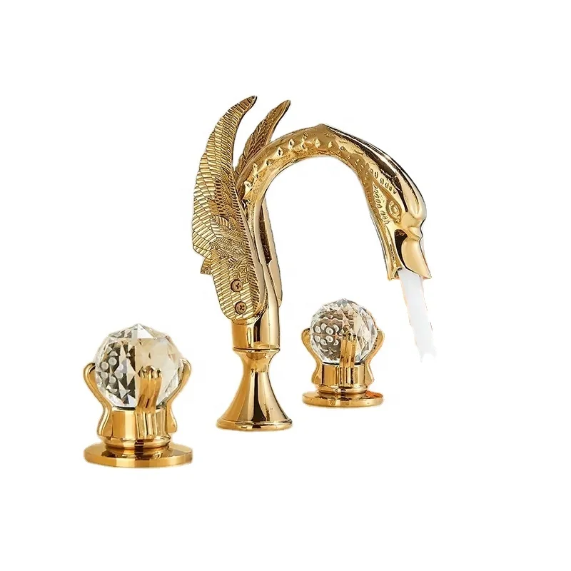 Wholesale Products Swan Shape Basin Tap Dual Crystal Handle Deck Mount ...
