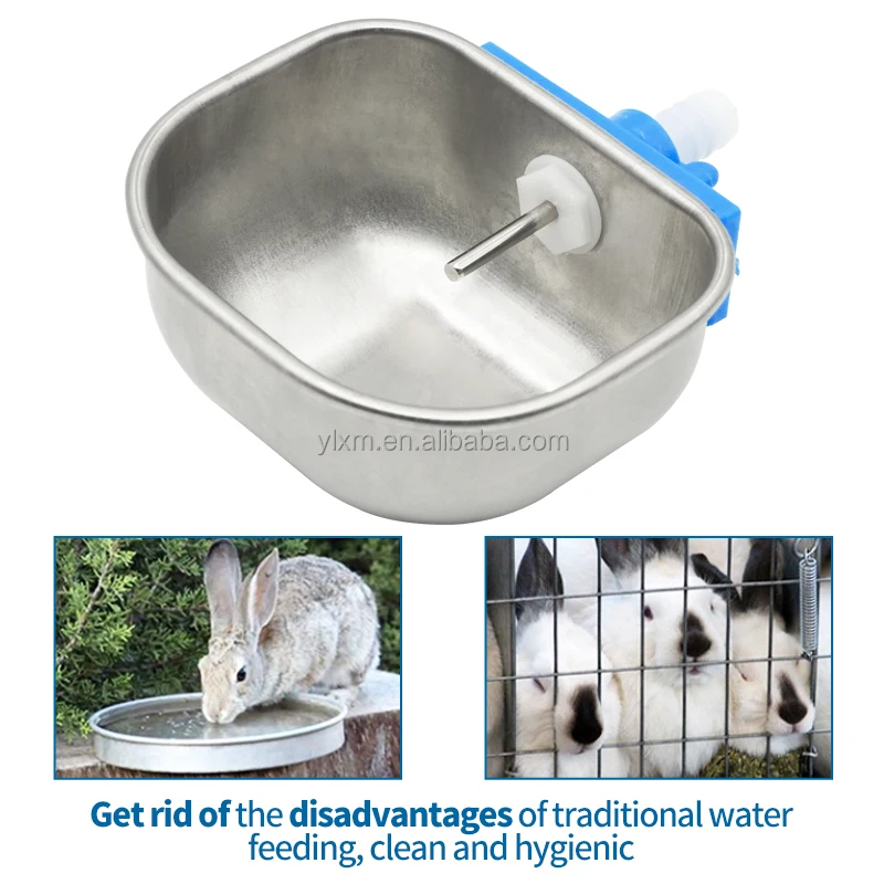 360 Degree Nipple Automatic Rabbit Cage Water Bowl Drinker Stainless ...