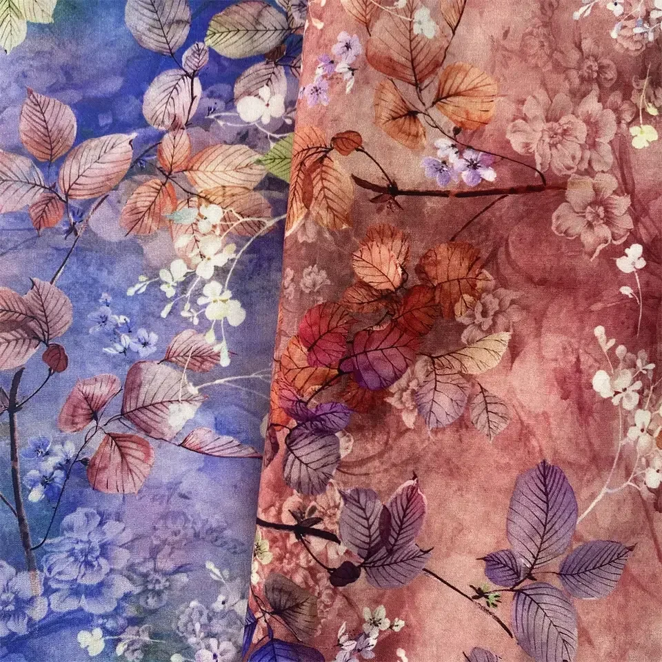 Breathable 45s Floral Custom Printed Rayon Fabric Spun Traditional ...