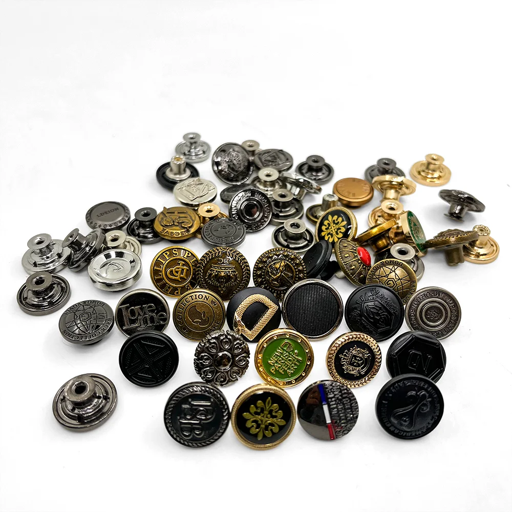 Custom Brand Logo 18l Gold Rhinestone Coat Shank Sewing Metal Button ...