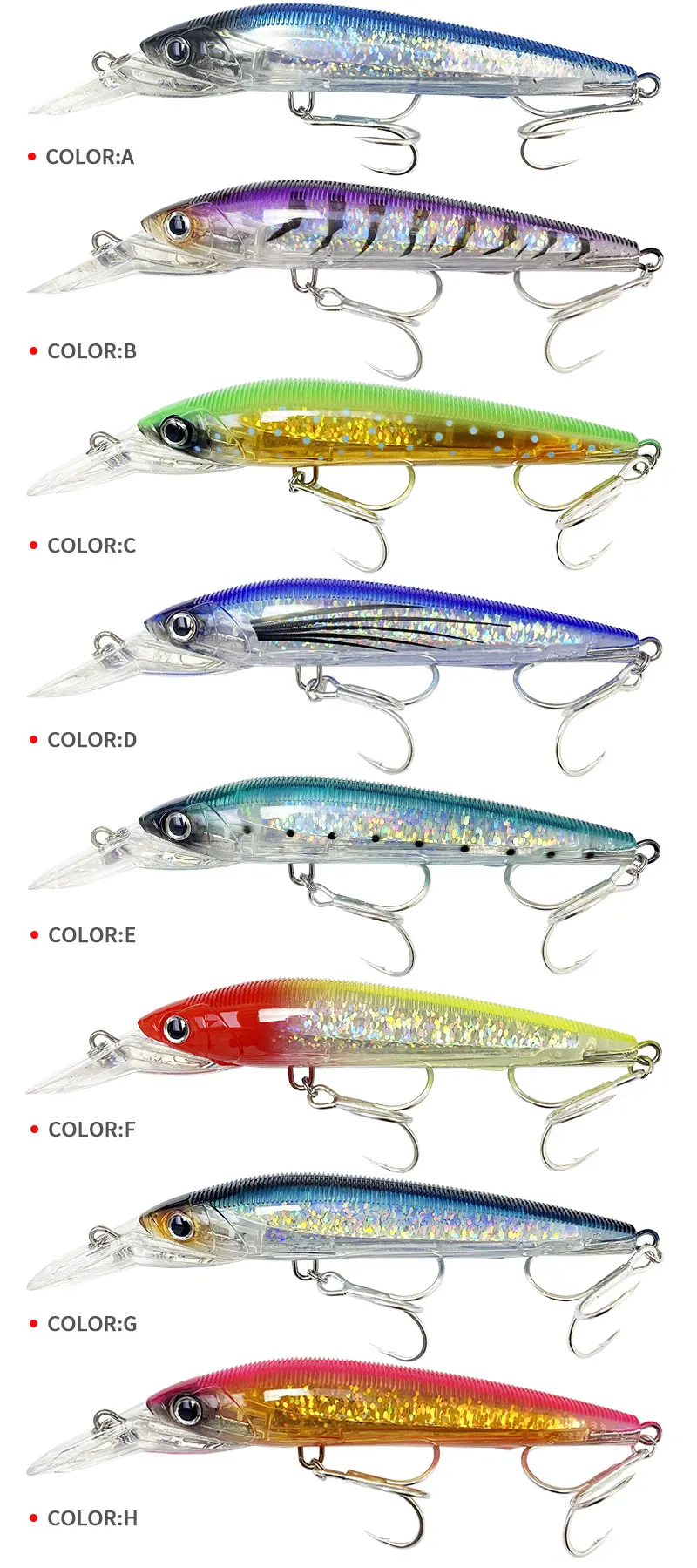 Big Game Deep Diving Fishing Lure 14cm 49g 3D Crystal Prism Minnow ...