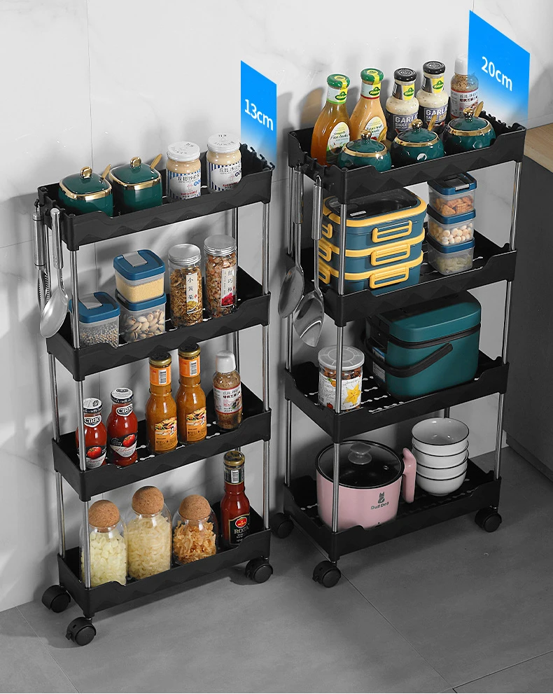 Genuine Trolley Plastic Movable Book Shelf Mobile Rolling Storage Cart ...