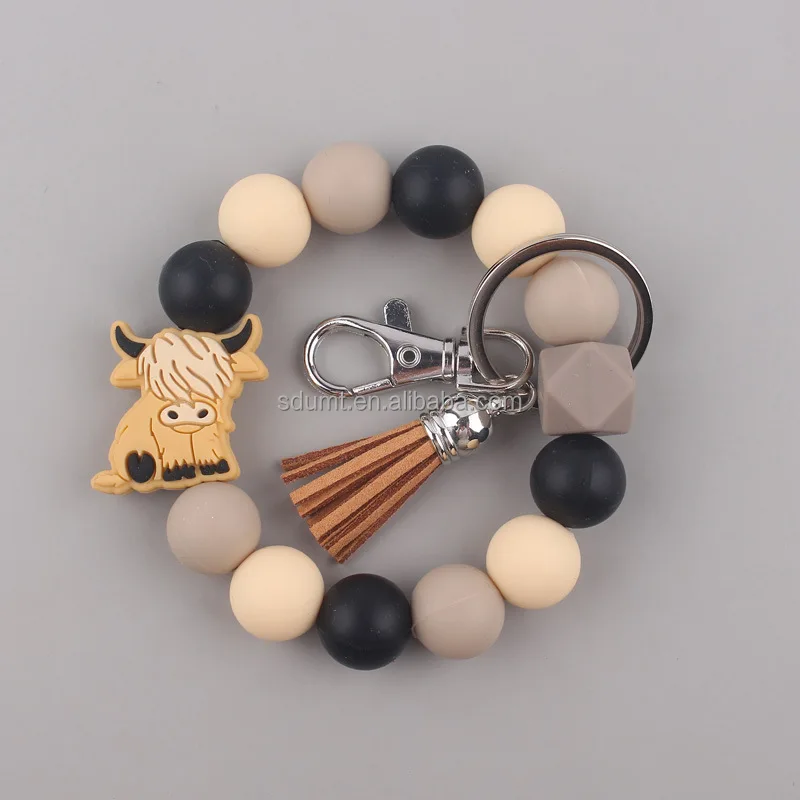 Creative Cartoon Bracelet Keychain High Quality Silicone Cow Keychain ...