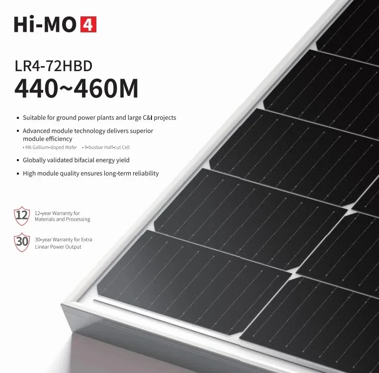 Longi 440w-460w Bifacial Monocrystalline Silicon Solar Panel With Glass ...