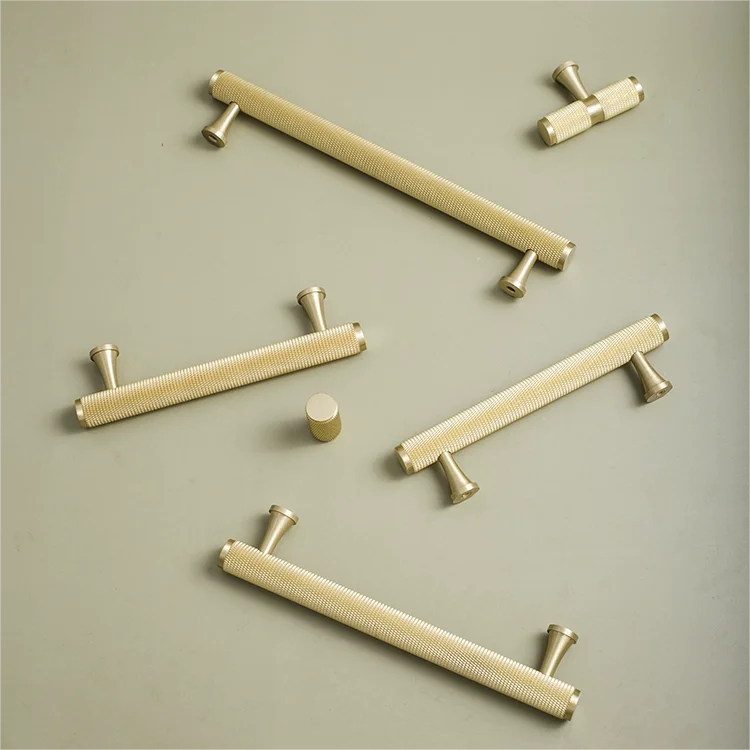 Nordic Simplicity Style Knurled Brass Handle Wardrobe Door Kitchen ...