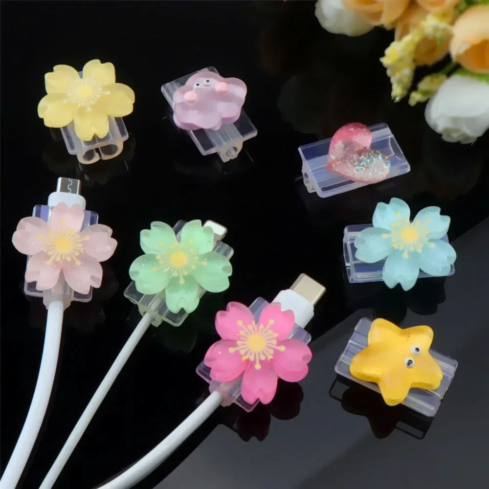 Cartoon Cable Protector Cute Flowers USB Charger Protector Cable ...