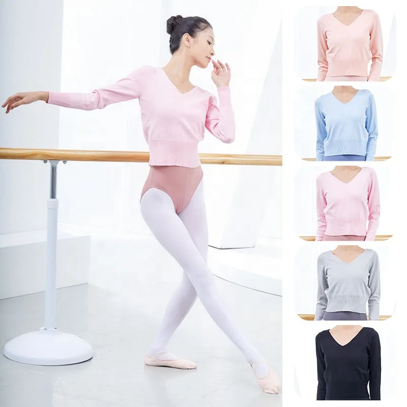 Wholesale Customized Ballet Dance Tops Long Sleeve V-neck Sweater - Buy ...