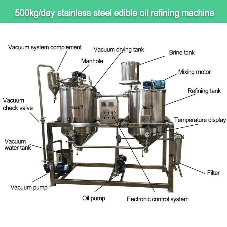 300kg Small Cooking Oil Refinery Machine Cotton Seed Oil Refining ...