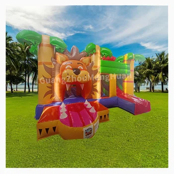 Cartoon Inflatable Lion Jungle Theme Bounce House With Slide Combo ...